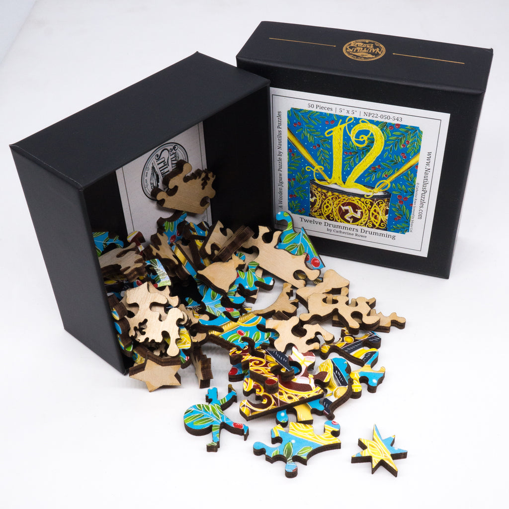 Twelve Drummers Drumming (50 Piece Mini Wooden Jigsaw Puzzle)