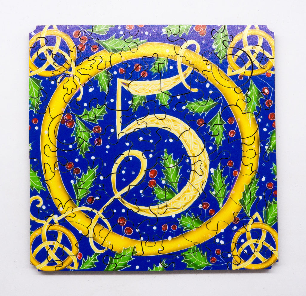 Five Gold Rings (50 Piece Mini Wooden Jigsaw Puzzle)