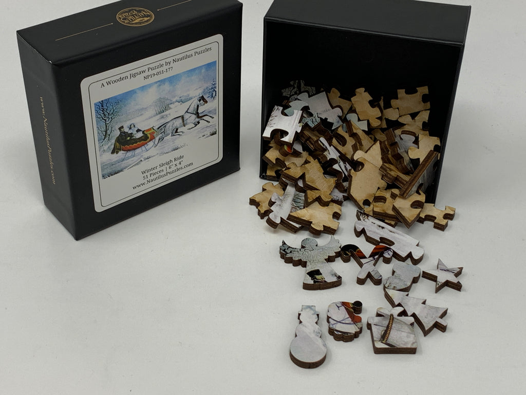 Winter Sleigh Ride | Mini Christmas Wooden Jigsaw Puzzle