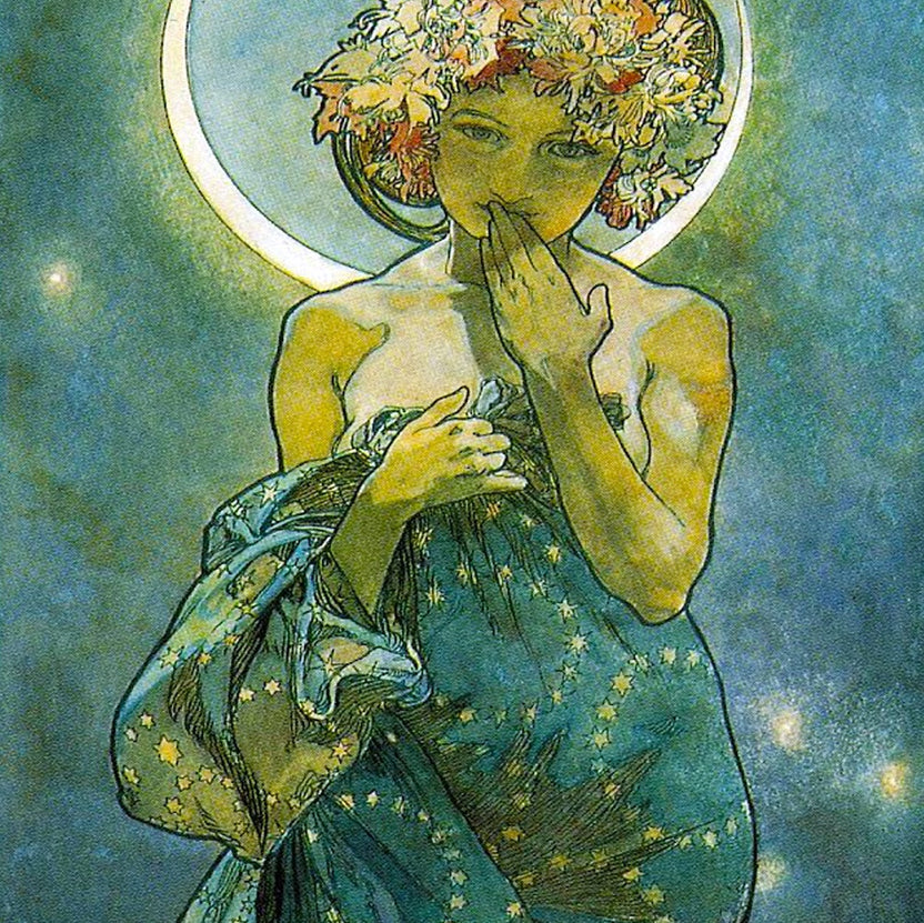 Moonlight by Alphonse Mucha (122 Piece Wooden Jigsaw Puzzle) | Nautilus ...