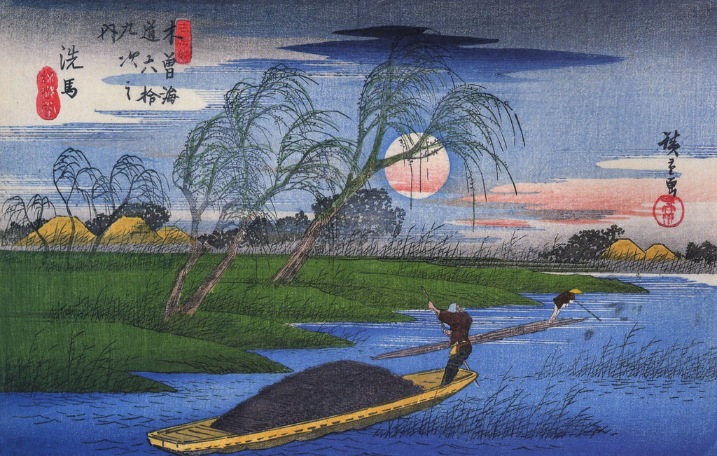 Poling Past Willows, Japanese Woodblock Puzzle by Ando Hiroshige ...