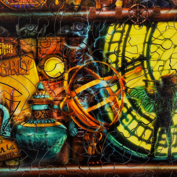 Steampunk Bookshelf (453 Piece Wooden Jigsaw Puzzle)